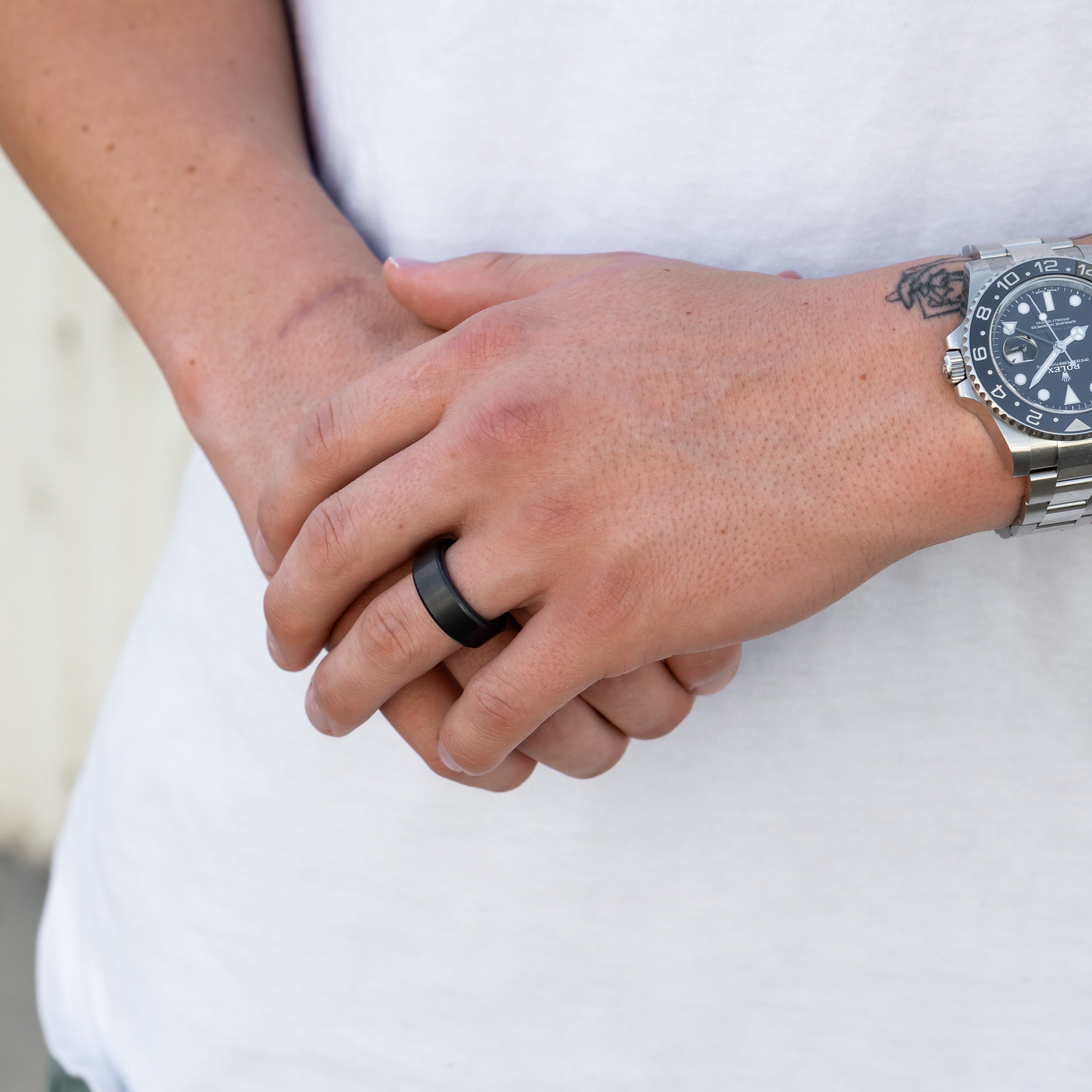 Elysium Kratos 8mm Rounded Solid Black Diamond Ring