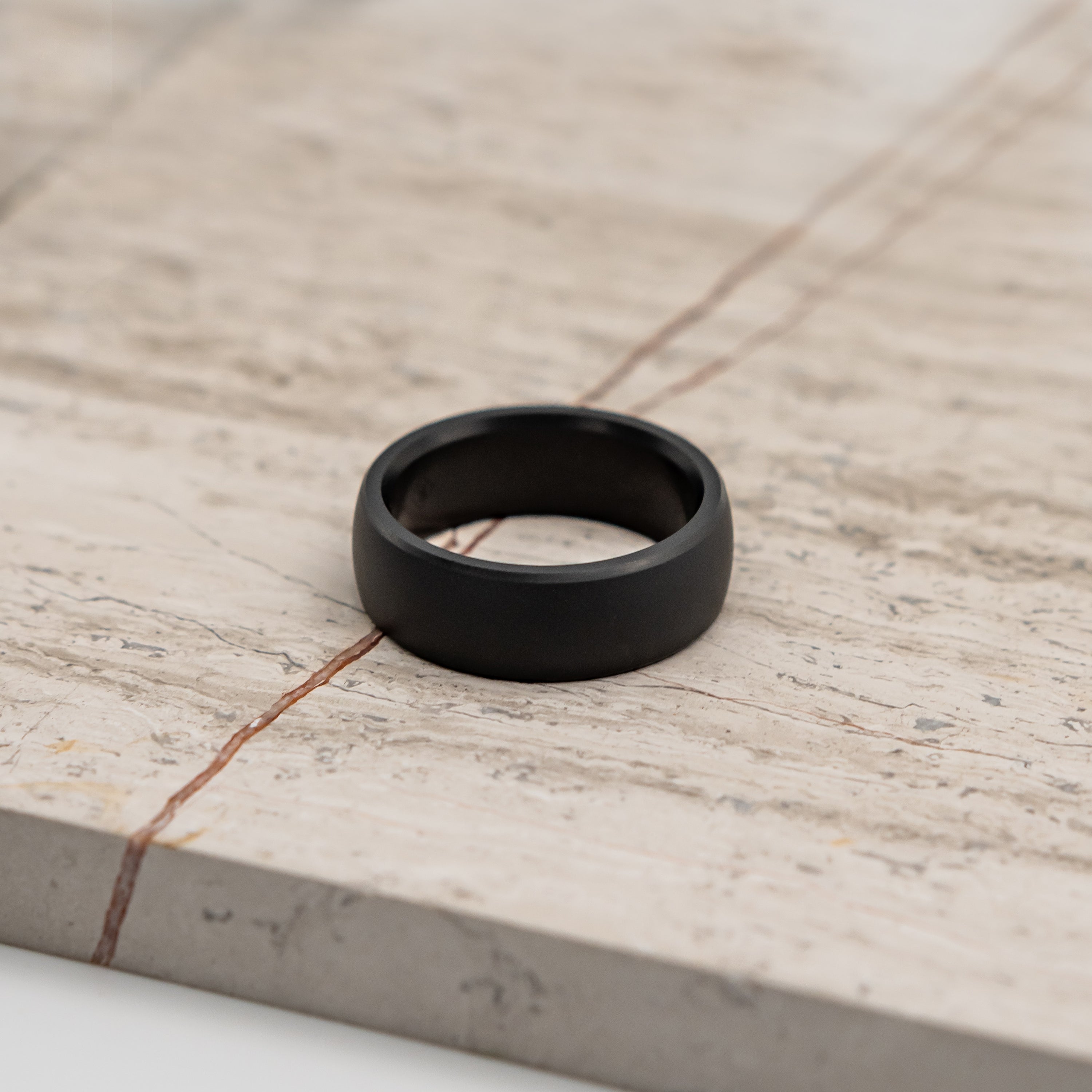 Elysium NYX: 8MM Solid Black Diamond Ring | Men's Ring