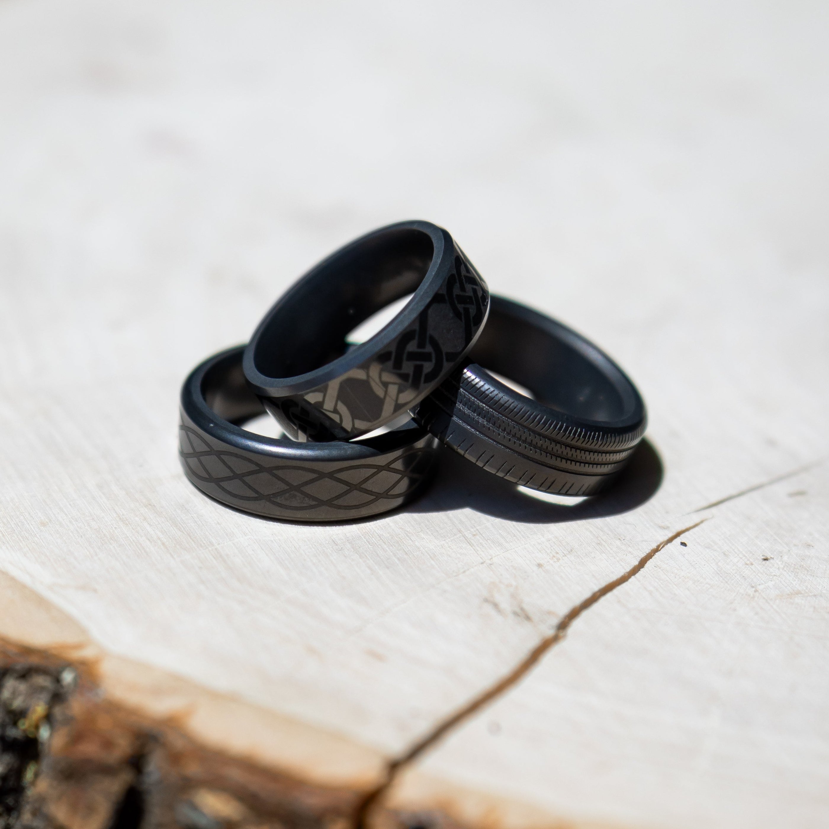 Kratos Solid Black Diamond Ring & Custom Laser Pattern
