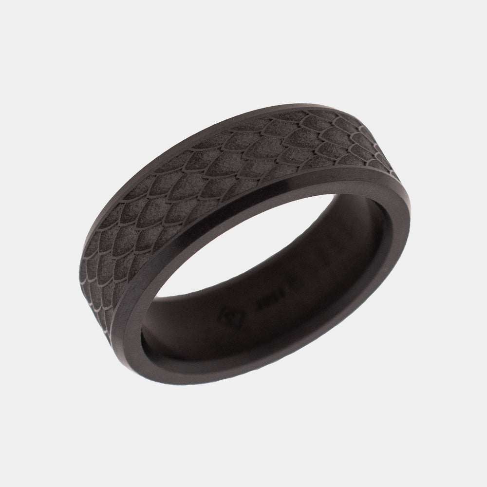 Elysium Ares Custom Laser 8mm Solid Black Diamond Ring