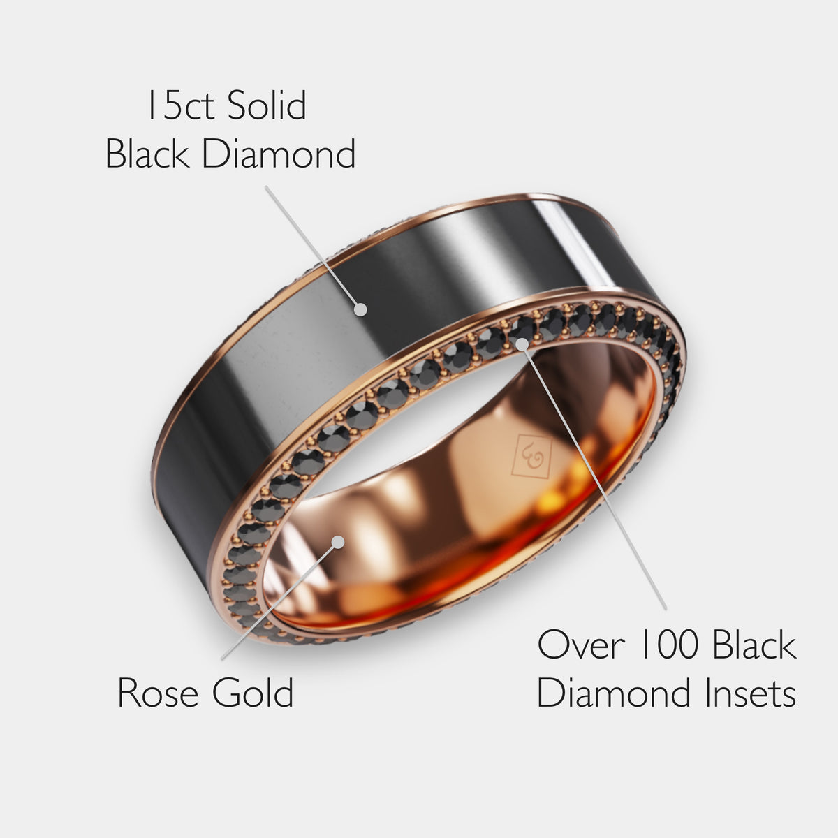 Elysium Helios | Men's Rose Gold & Black Diamonds Ring