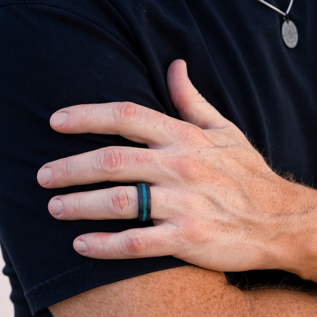 Elysium KRATOS | Men's Ring | Black Diamond Ring & Blue Opal