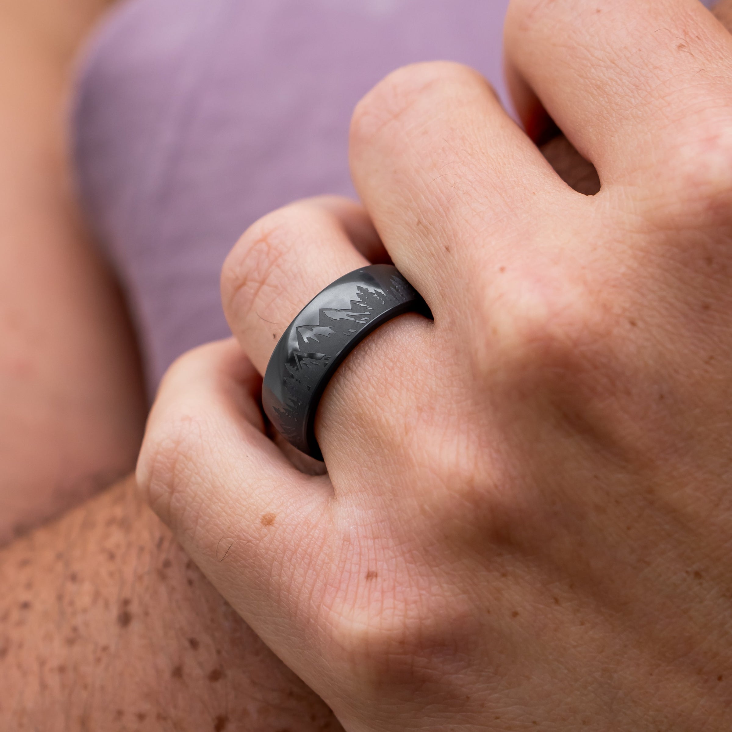 Elysium NYX | Men's Ring | Custom Laser Pattern